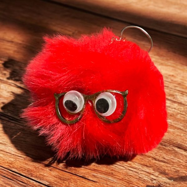 Red Puff Ball Critter Keychain | Cuddly Critter Creations