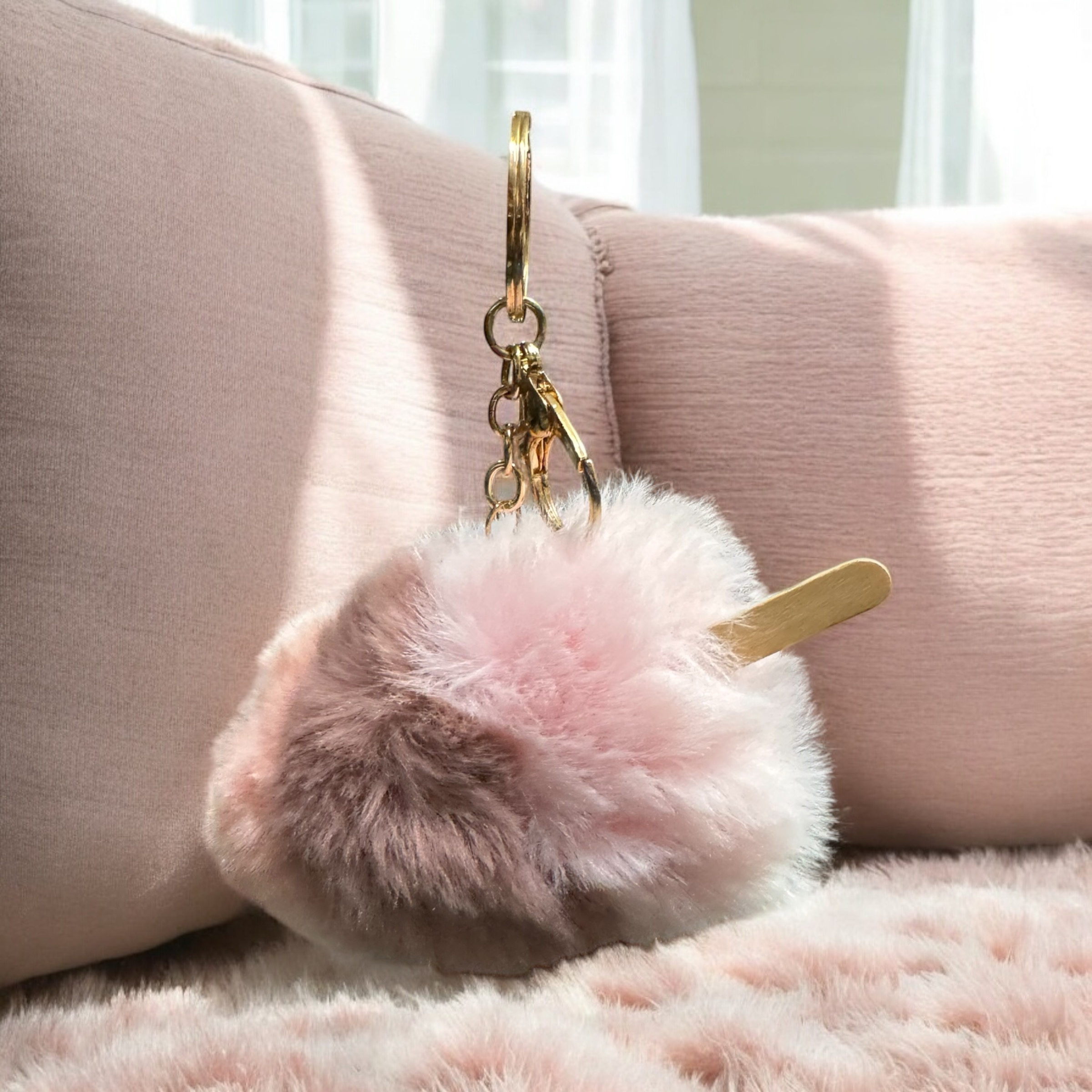 Ice Cream Puff Ball Keychain/Backpack Charm | Cuddly Critter Creations