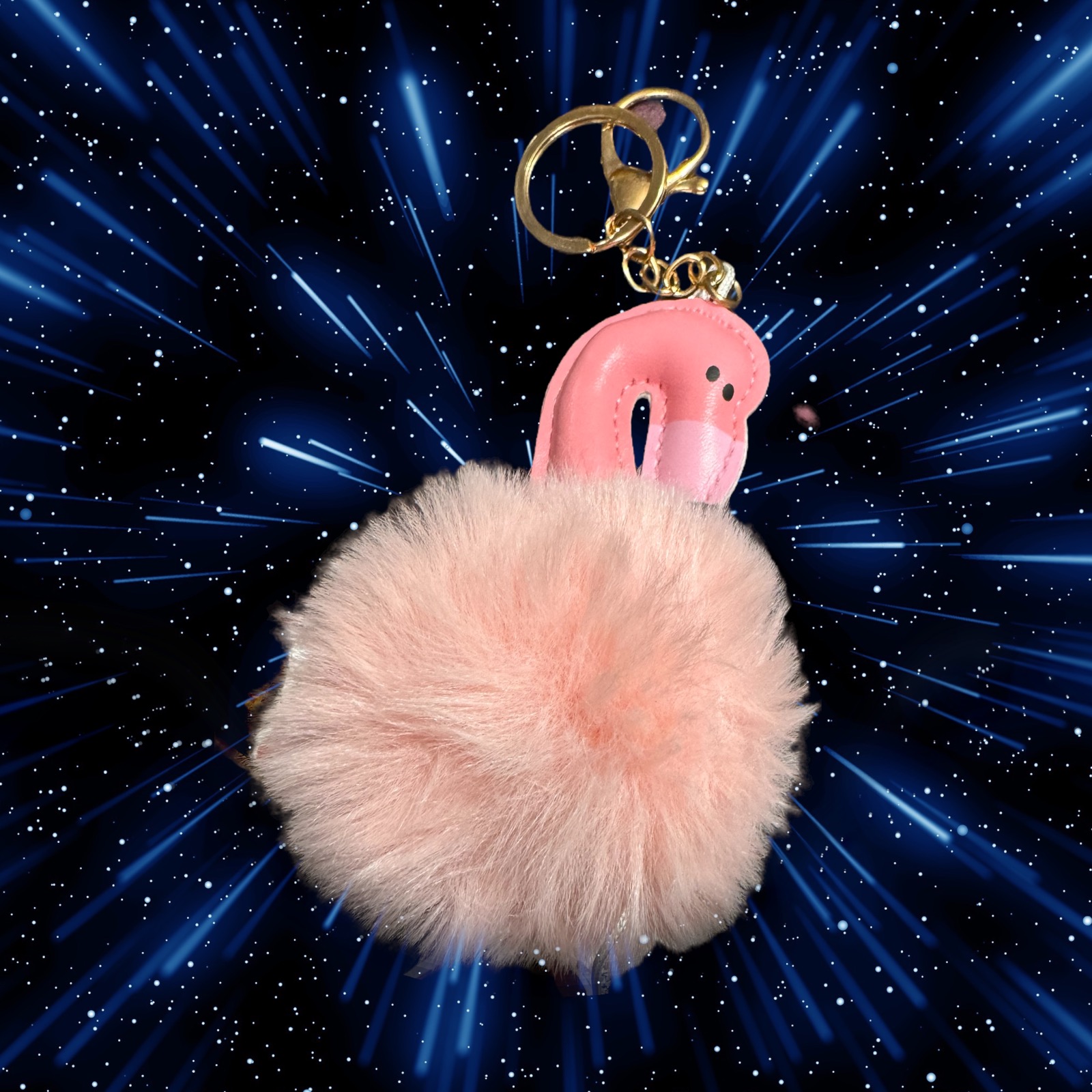 Flamingo Puff Ball Keychain/Backpack Charm | Cuddly Critter Creations